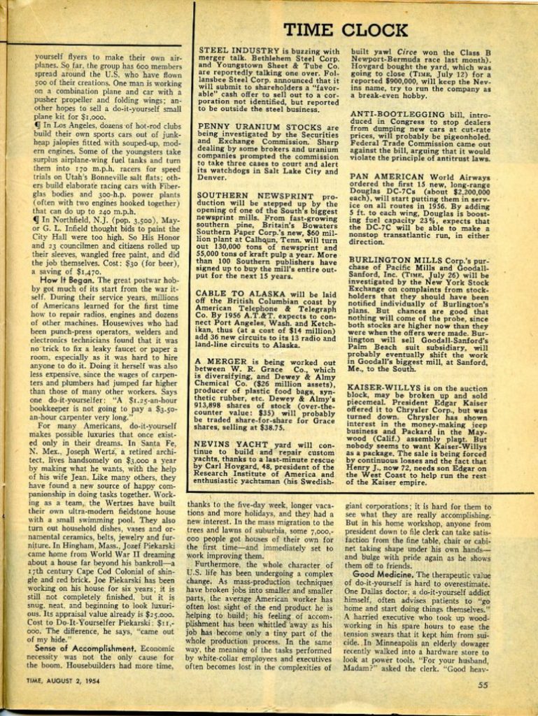 1954, Aug-Time Magazine — Do It Yourself | Undiscovered Classics